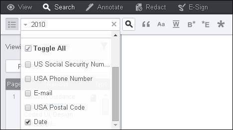 Search Patterns, Filters & Document Review Features